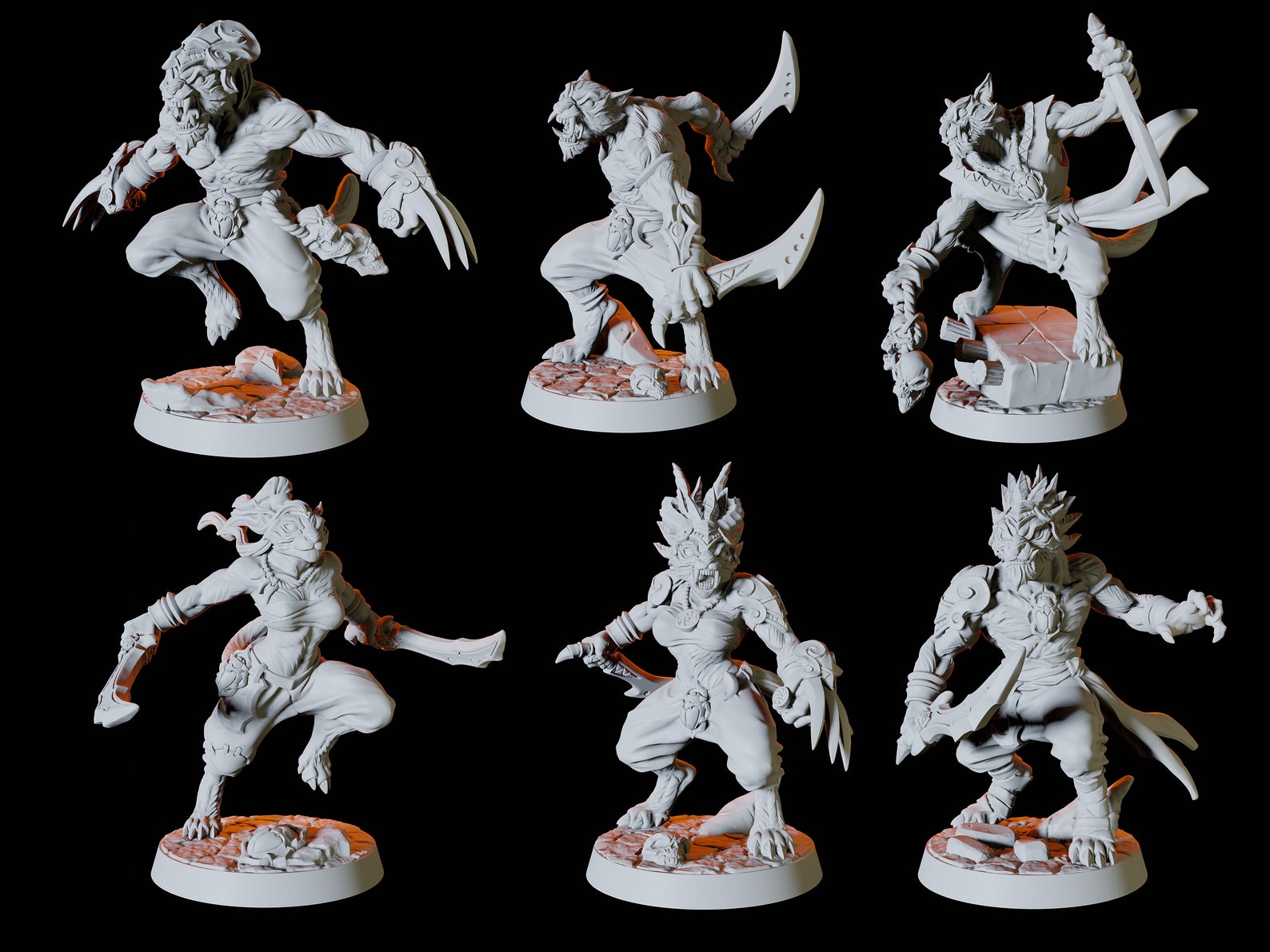 Six Tabaxi Tigerfolk or Rakshasa Soldiers for D&D Dungeons - Etsy UK