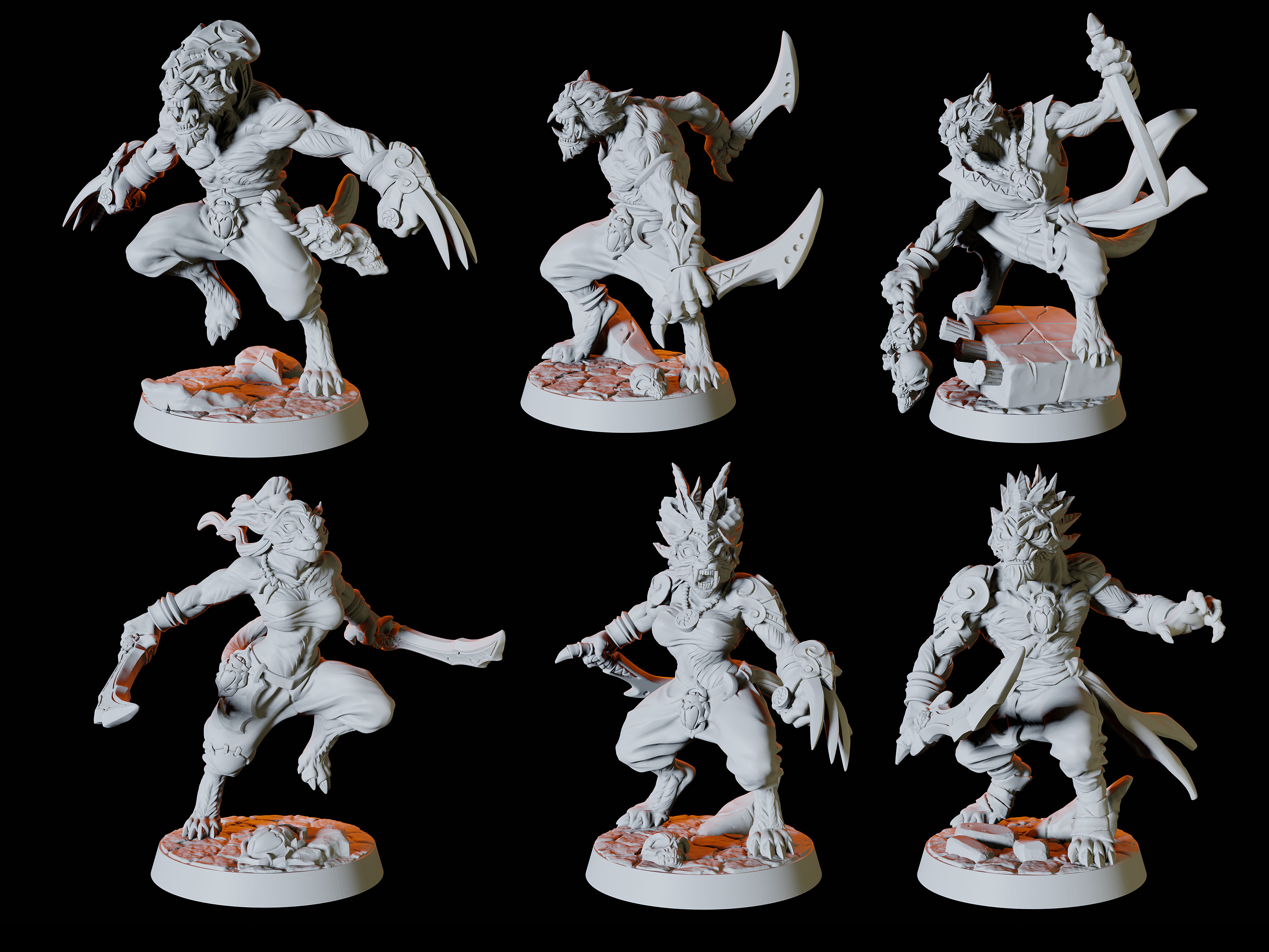 Six Tabaxi, Tigerfolk or Rakshasa Soldiers for D&D, Dungeons and ...