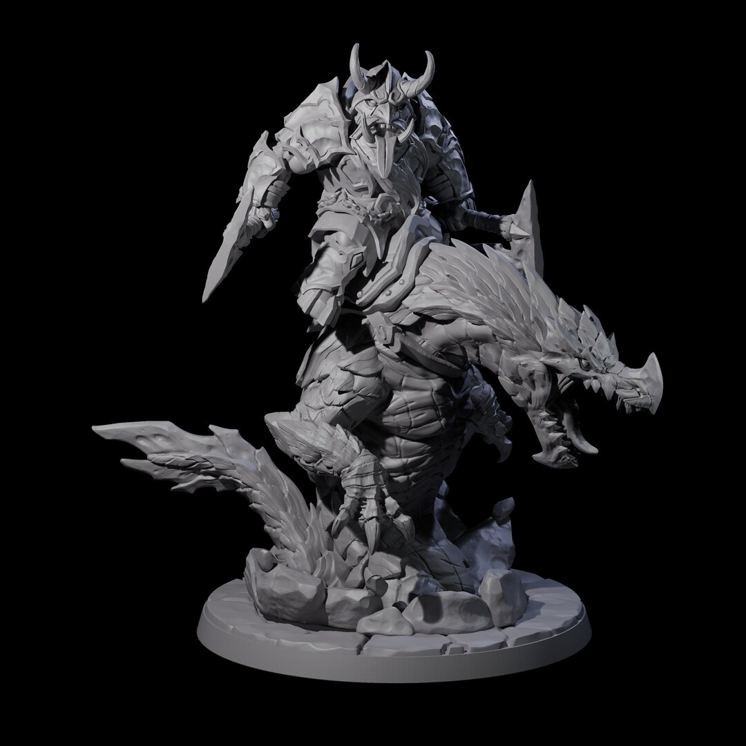 Surprise Dwarf Drake Rider C Miniature for D&D, Dungeons and Dragons ...
