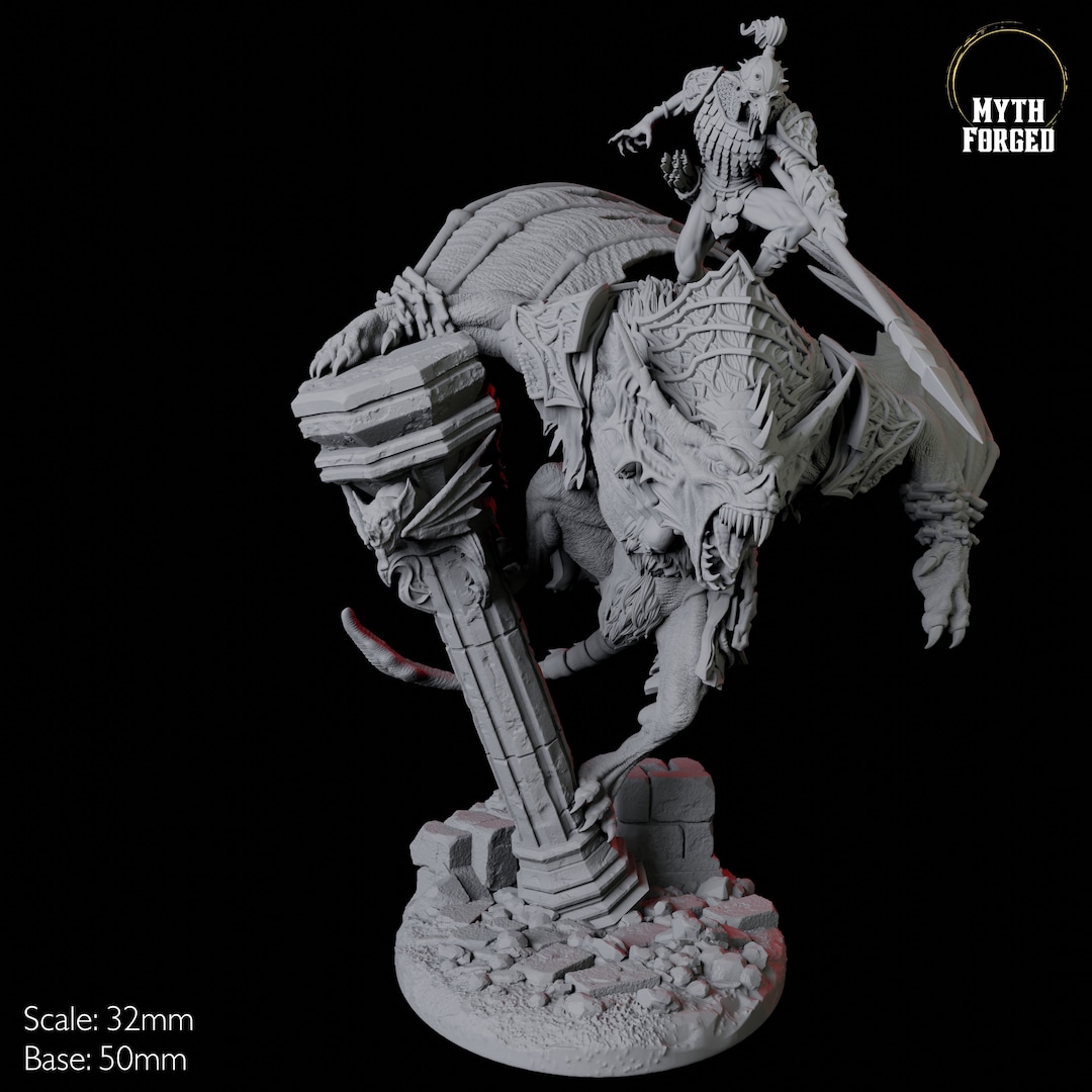 Vampire Spawn Giant Bat Rider Miniature C for D&D, Dungeons and Dragons ...