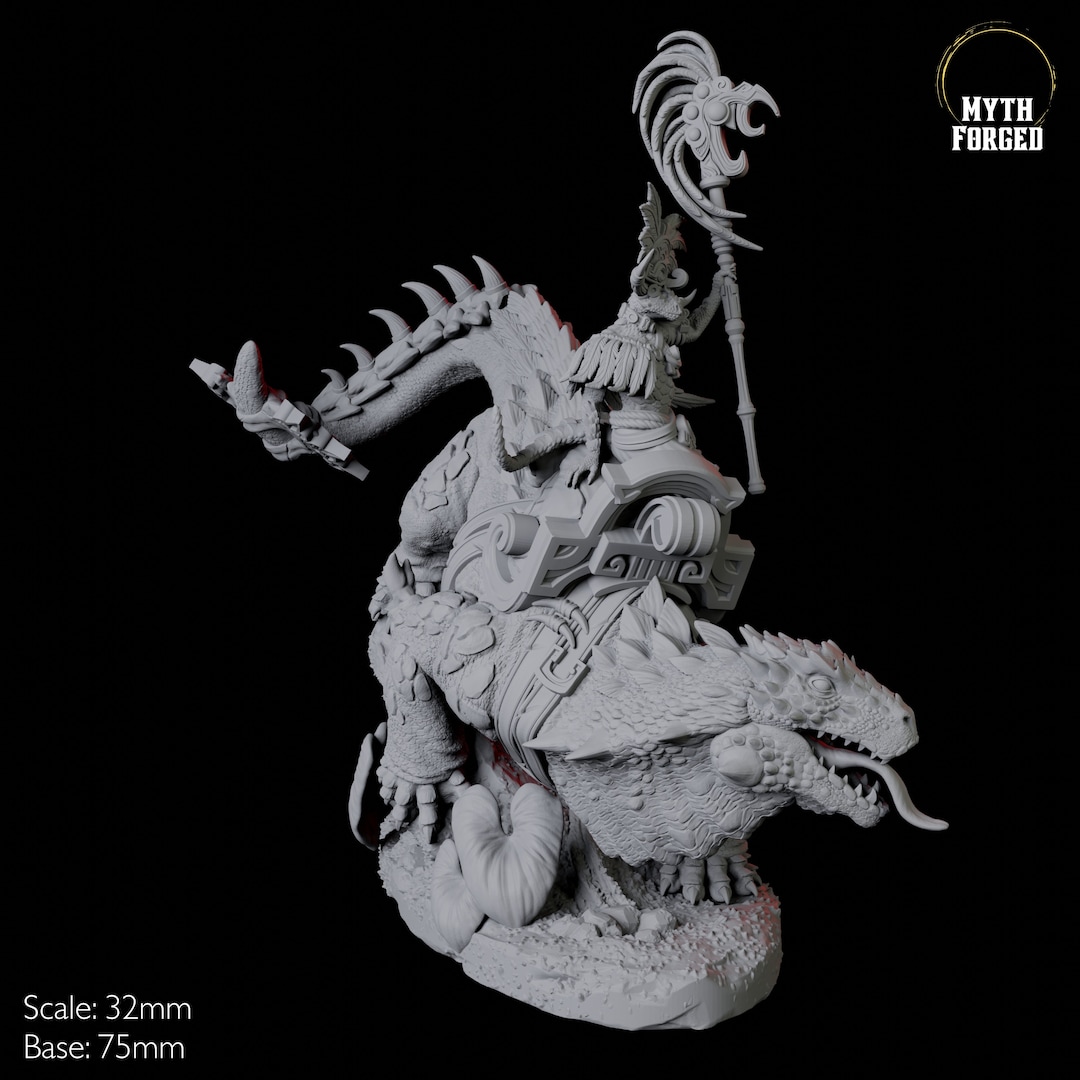 Lizardfolk Riding Giant Lizard Miniature A for D&D, Dungeons and ...
