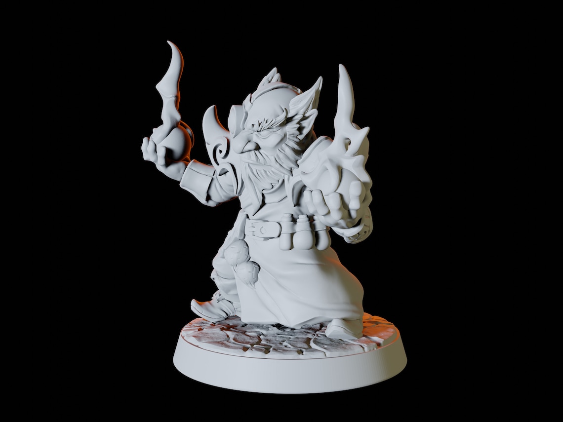 Gnome Male Artificer or Wizard Miniature for D&D, Dungeons and Dragons ...
