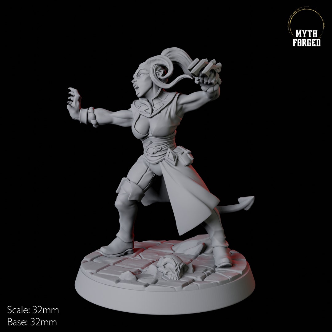 Female Tiefling Monk Miniature F for D&D, Dungeons and Dragons ...