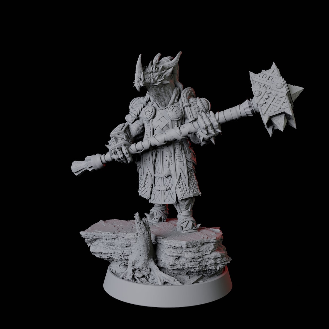 Wandering Dragonborn Warrior Miniature for D&D Dungeons and - Etsy