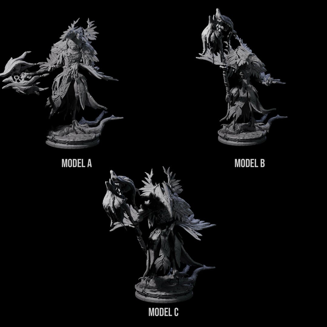 Three Feral Raven Druids Miniature for D&D, Dungeons and Dragons ...