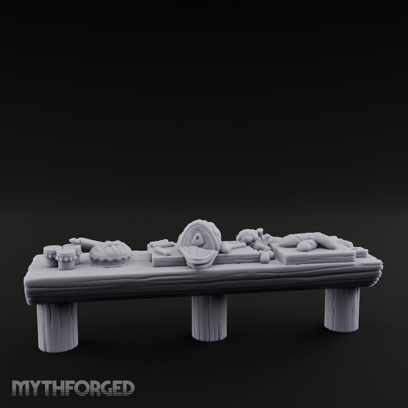 Feast-laden Tavern Food Table 3D Printed Terrain for D&D, Dungeons and ...