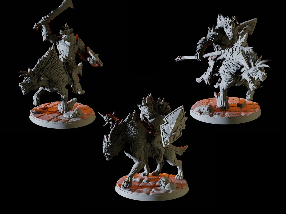 Three Gnoll Hyena Riders Miniature for D&D, Dungeons and Dragons ...