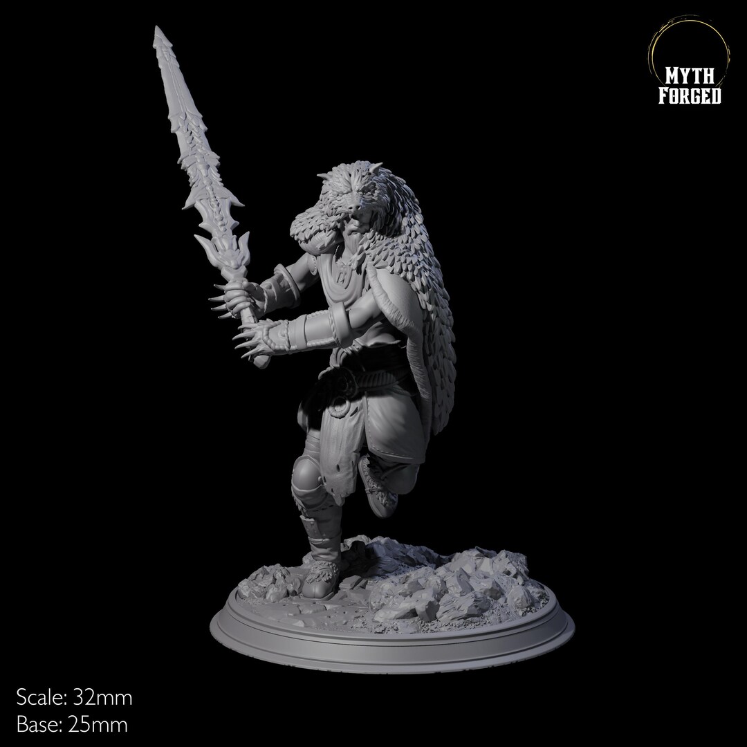 Charging Human Barbarian Leader Miniature - D&D, Dungeons and Dragons ...