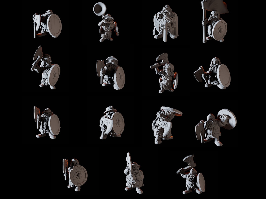 Fifteen Dwarf Shield Fighter Miniatures for D&D, Dungeons and Dragons ...