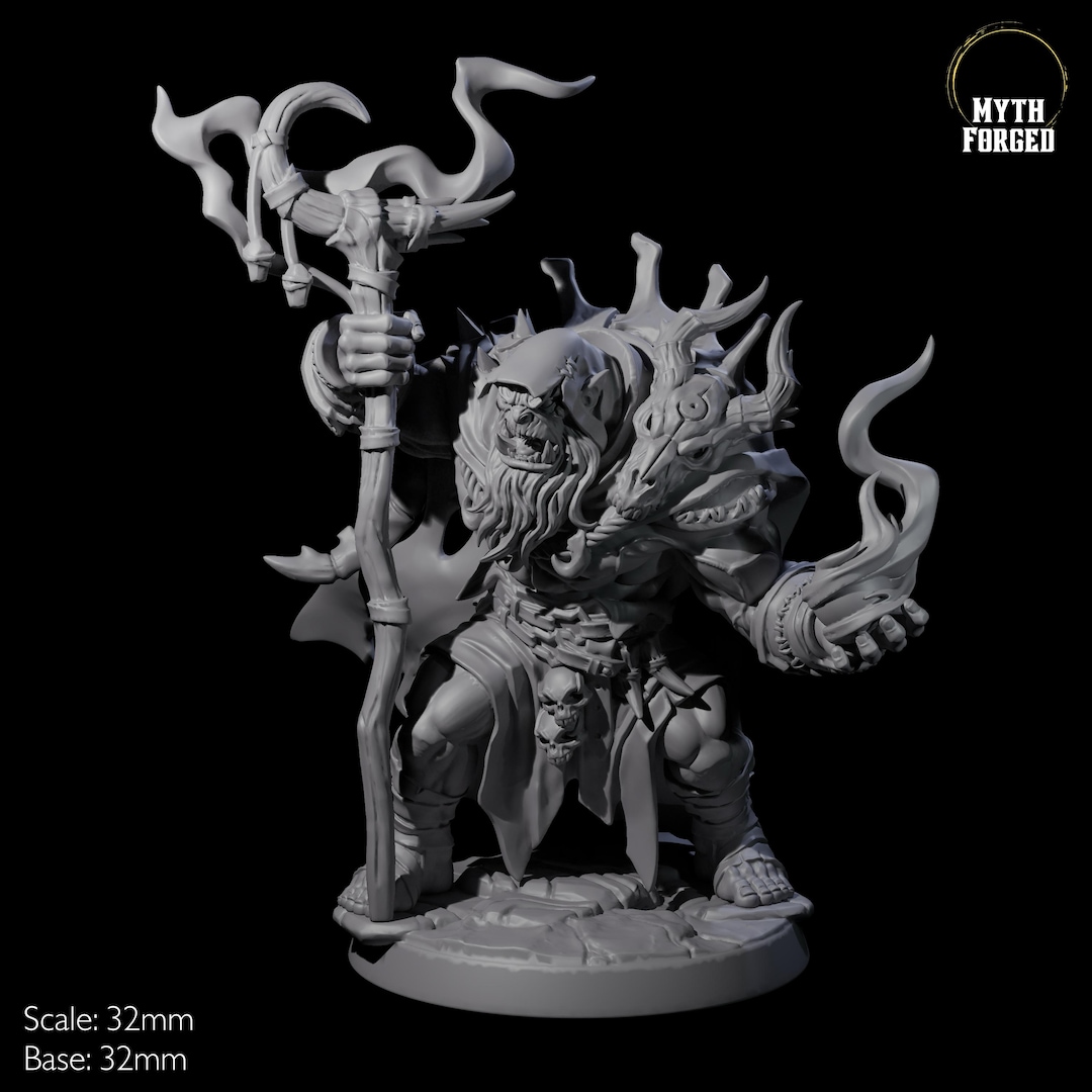 Smoking Orc Shaman Miniature for D&D, Dungeons and Dragons, Pathfinder ...