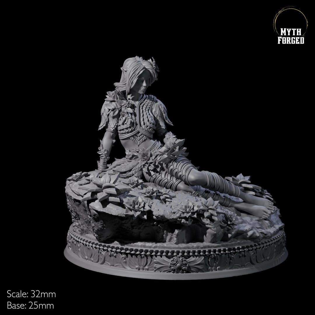 Reclining Wood Elf Princess Miniature for D&D, Dungeons and Dragons ...