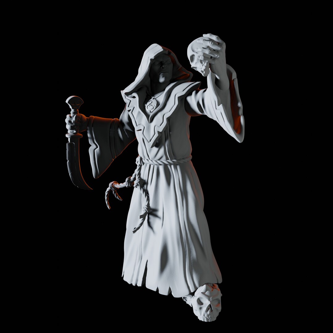 Cultist With Skull Miniature for D&D, Dungeons and Dragons, Pathfinder ...