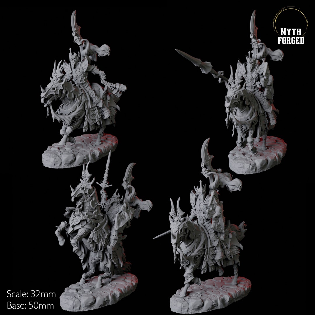 Four Undead Revenant or Wraith Horse Rider Miniatures for D&D, Dungeons ...