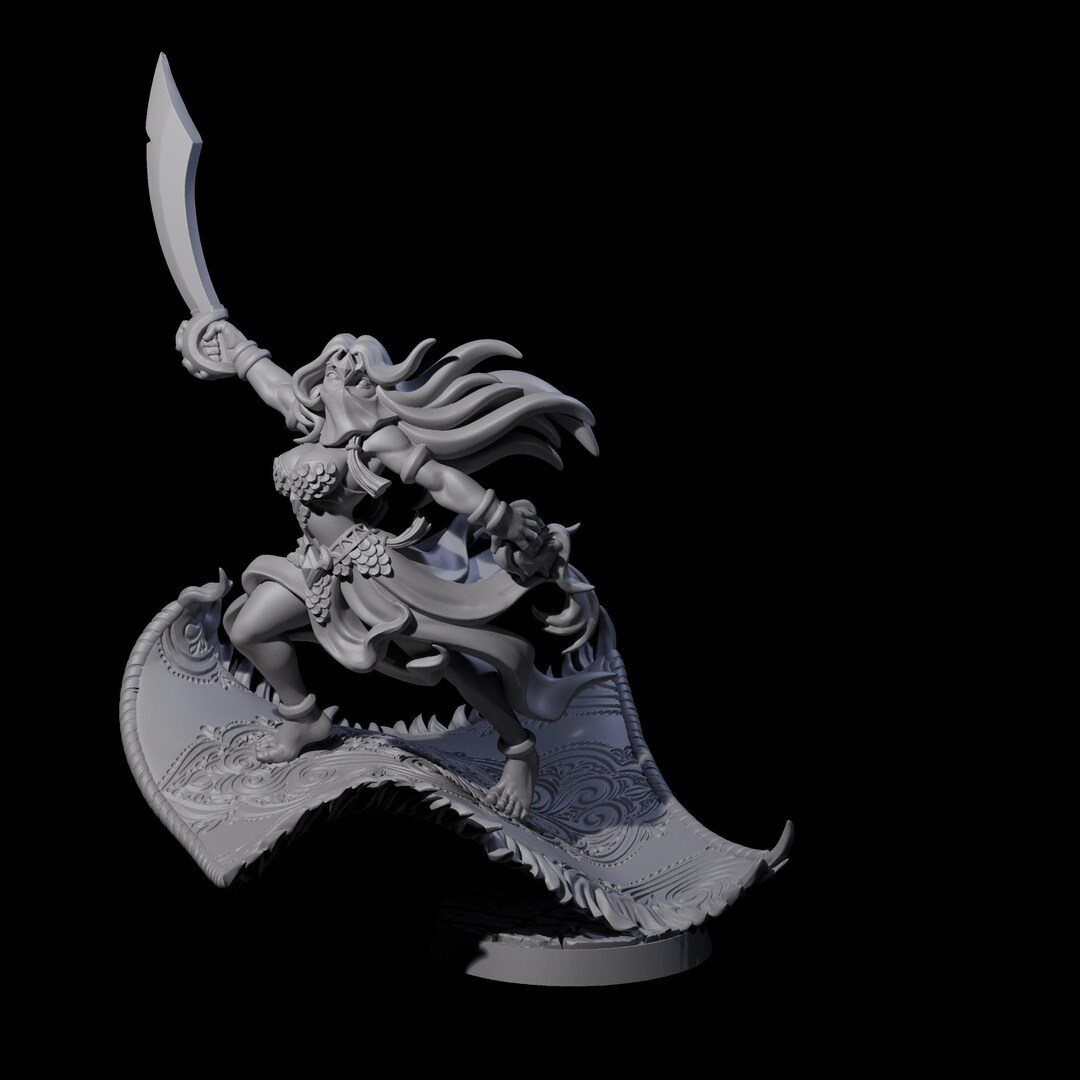 Sweeping Princess on Magic Carpet Miniature for D&D, Dungeons and ...