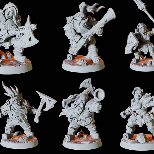 Six Fire Dwarf Miniatures for D&D Dungeons and Dragons - Etsy UK