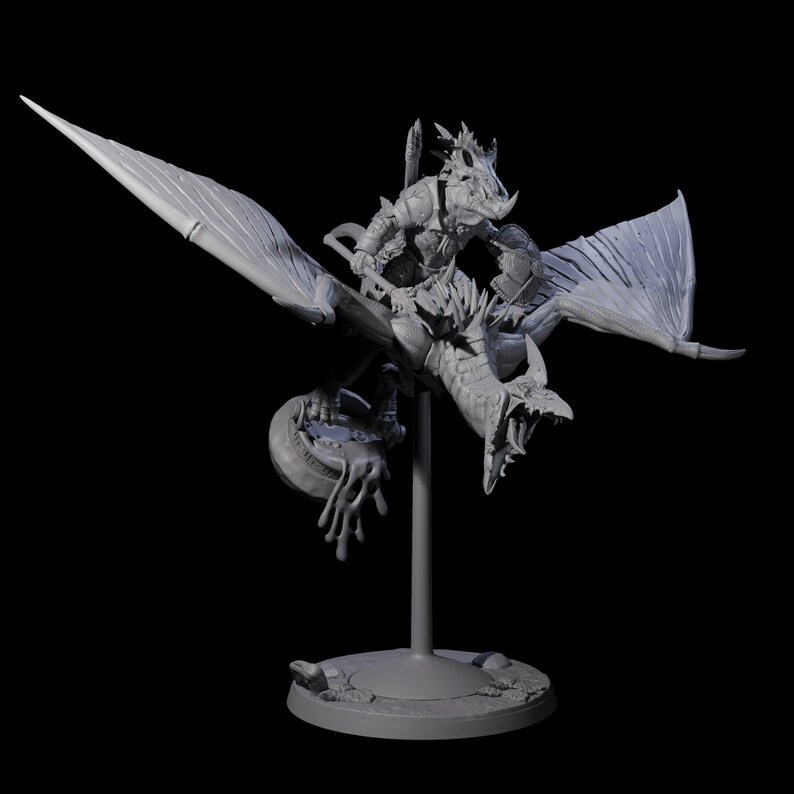 Boiling Lizardfolk Pteranodon Rider D Miniature for D&D, Dungeons and ...
