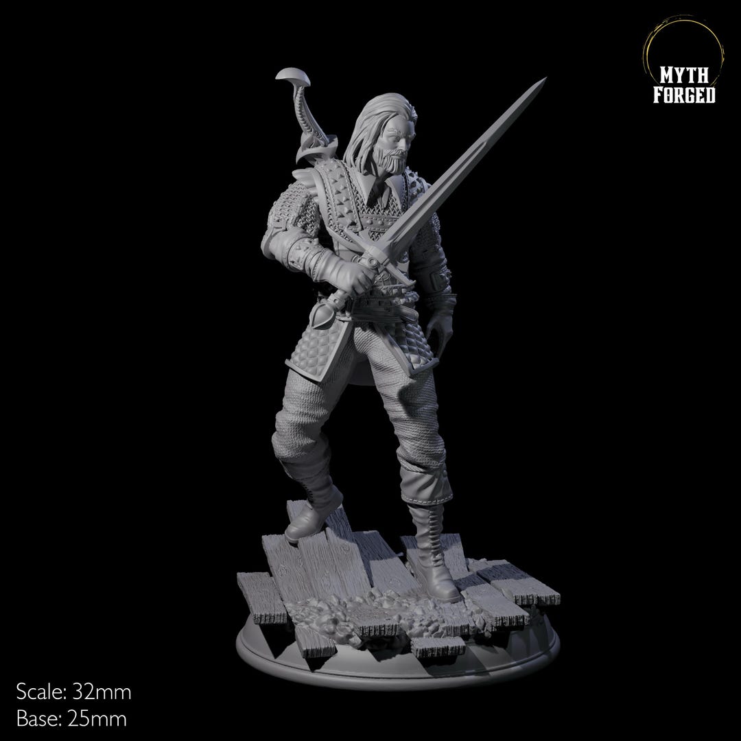 Cautious Human Fighter Miniature for D&D, Dungeons and Dragons ...