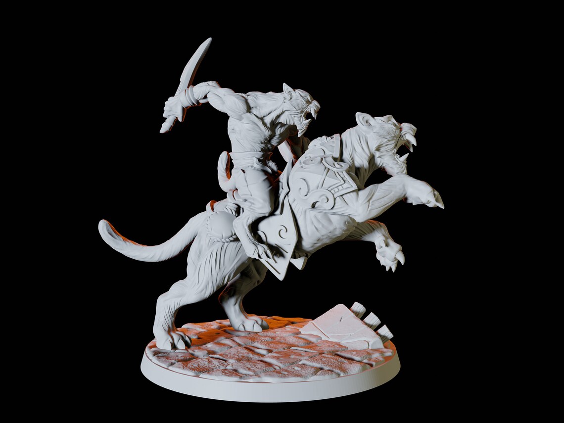 Tabaxi, Tigerfolk or Rakshasa Riders Miniature for D&D, Dungeons and ...