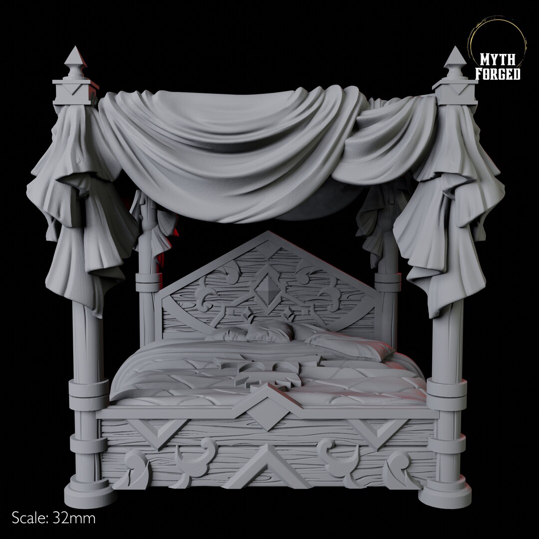 Four Poster Bed Scatter Terrain Miniature for D&D, Dungeons and Dragons ...