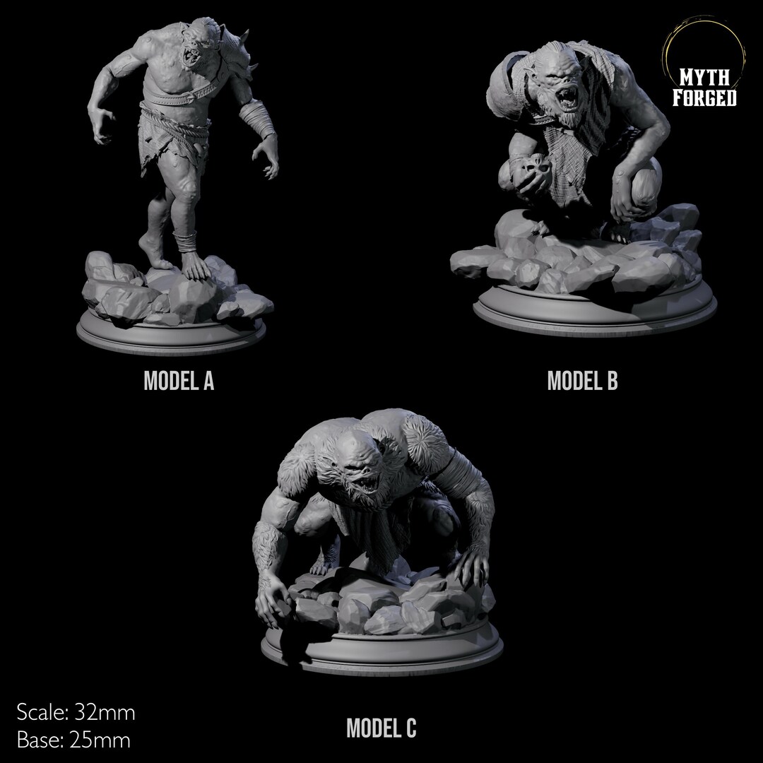 Three Disgusting Troglodyte Miniatures for D&D, Dungeons and Dragons ...