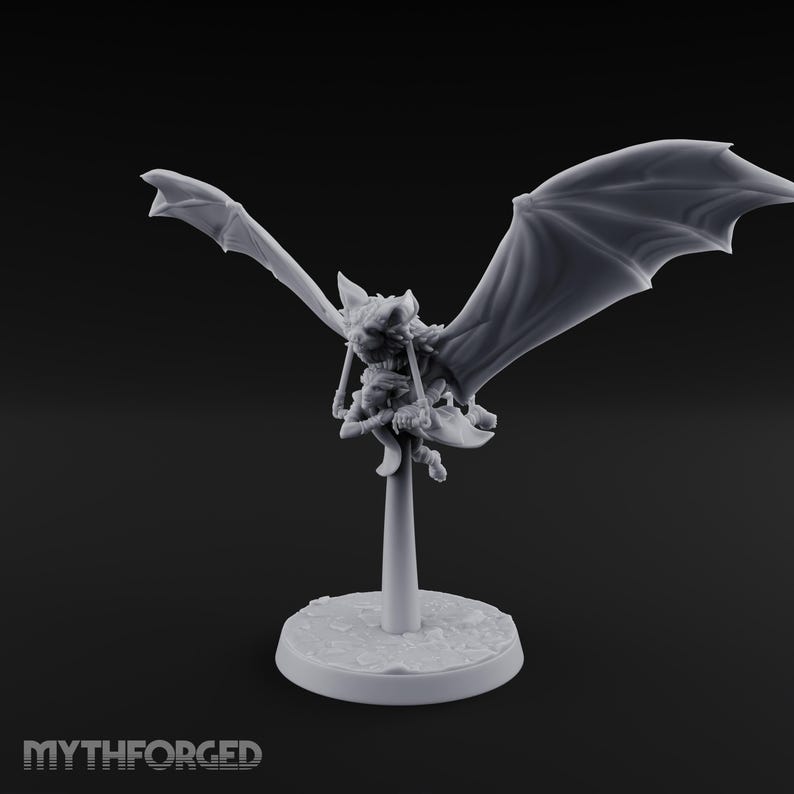 Bat Riding Gnome Courier Miniature for D&D, Dungeons and Dragons ...
