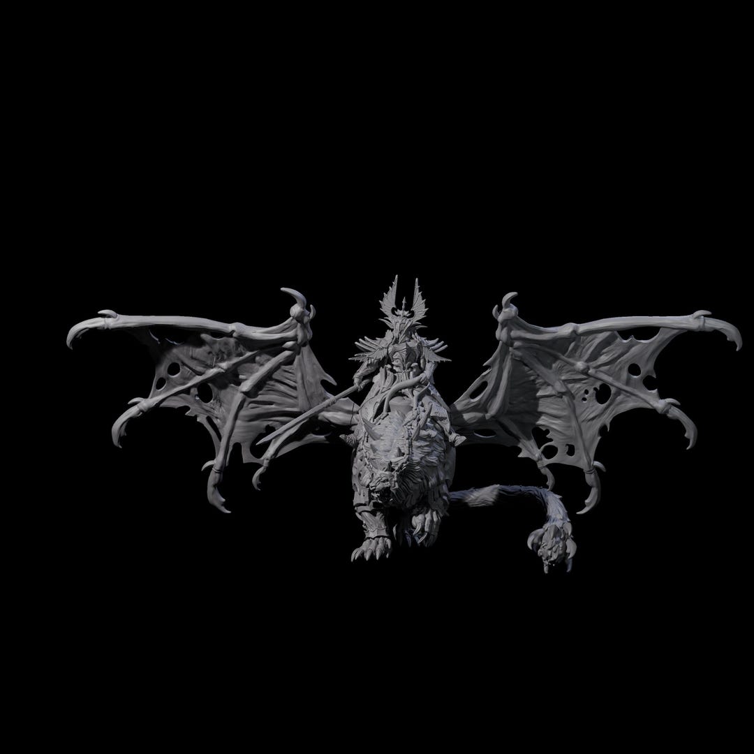 Swooping Dark Elf Manticore Rider B Miniature for D&D, Dungeons and ...