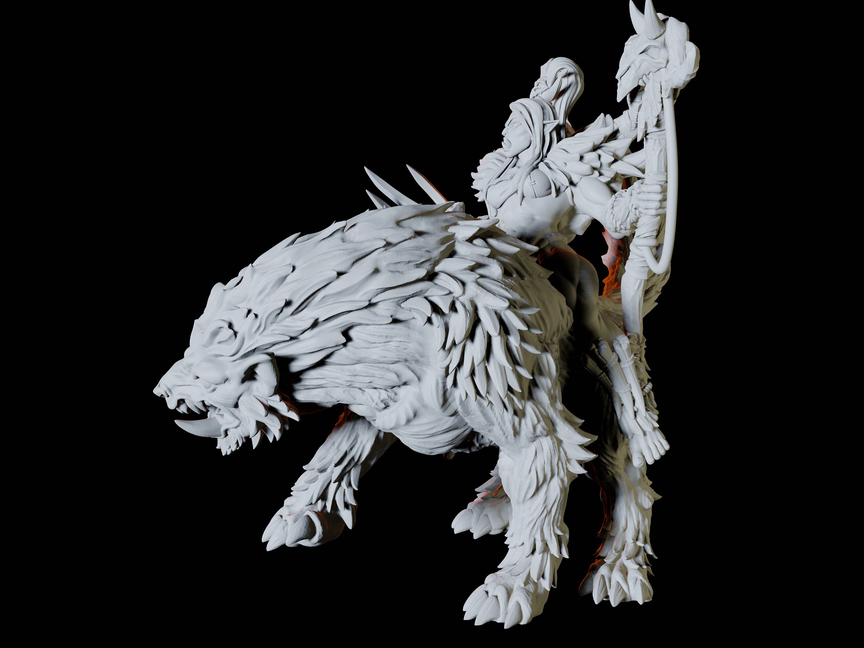 Orc Female Shaman Mounted on Direwolf / Worg / Wolf Miniature - Etsy