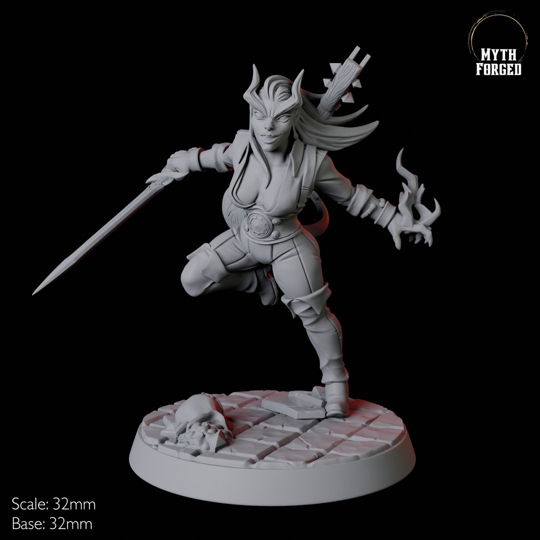 Female Tiefling Bard Miniature D for D&D, Dungeons and Dragons ...