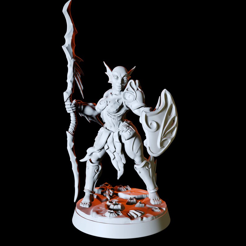 Female Sea Elf Miniature With Spear and Shield for D&D, Dungeons and ...