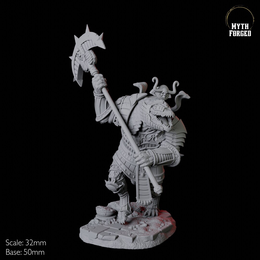 Charging Crocodile Lizardfolk Soldier Miniature C for D&D, Dungeons and ...