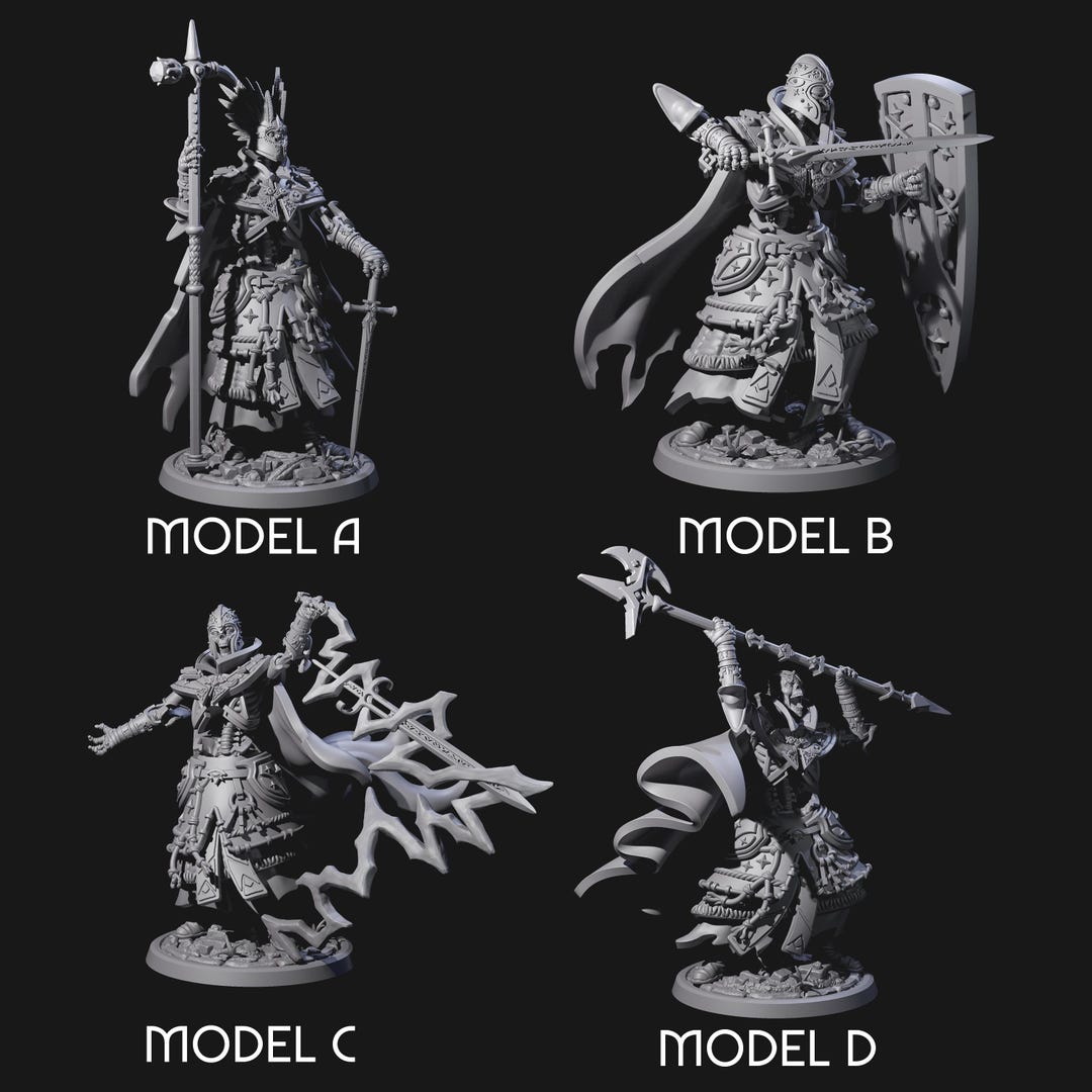 Four Decorated Skeleton Guards Miniature for D&D, Dungeons and Dragons ...