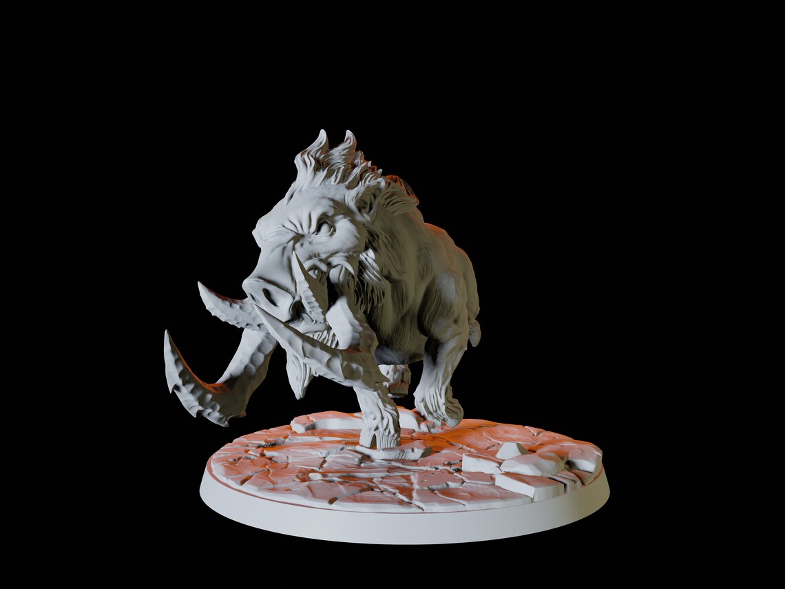 Giant Warthog With Rider Option Miniature for D&D, Dungeons and Dragons ...