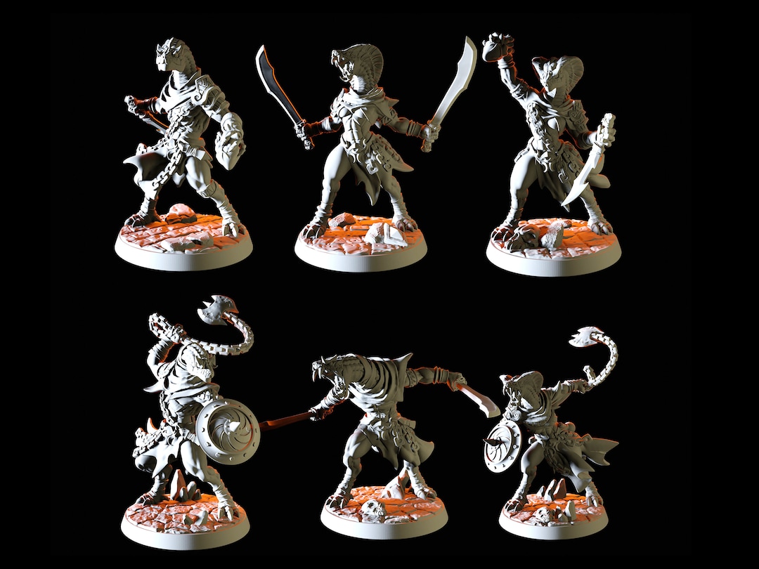 Six Yuan-ti Malison Miniatures for D&D, Dungeons and Dragons ...