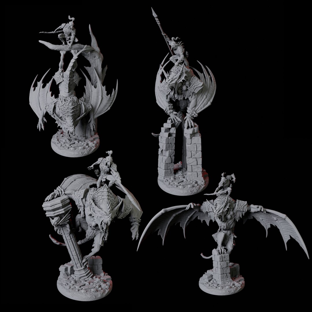 Vampire Spawn Giant Bat Rider Miniatures for D&D, Dungeons and Dragons ...
