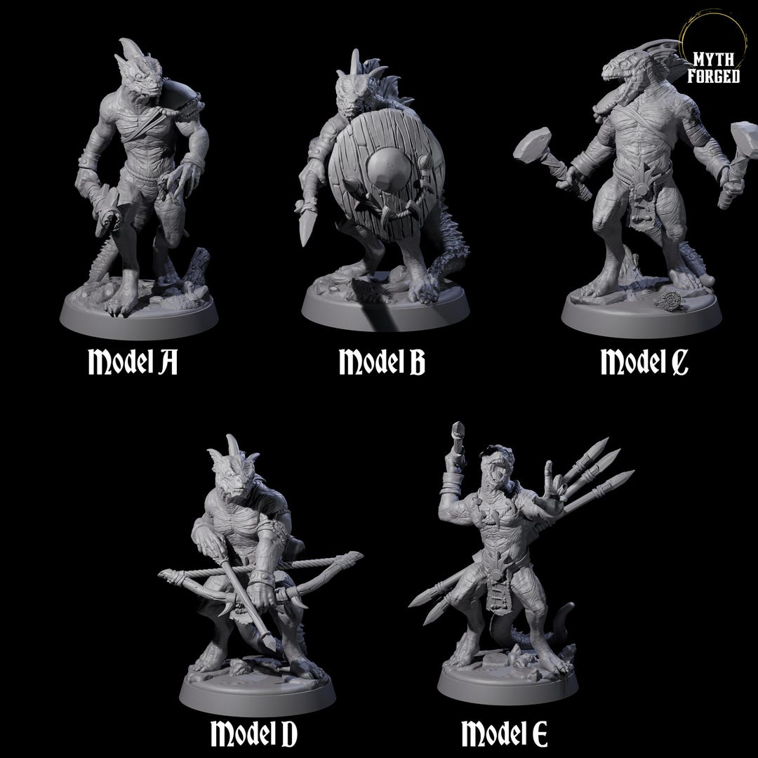 Five Rampaging Lizardfolk Miniature for D&D, Dungeons and Dragons ...