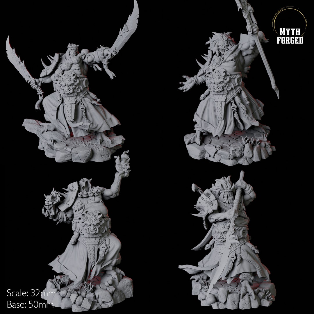 Four Japanese Oni Demon Miniatures for D&D, Dungeons and Dragons ...