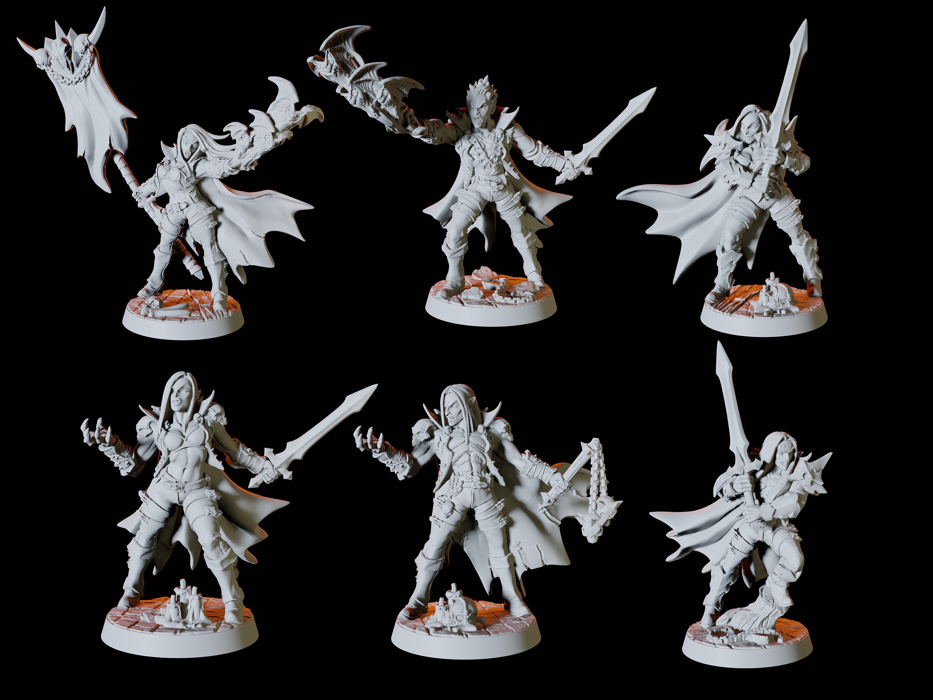 Six Vampire Soldiers Army Set Miniatures for D&D Dungeons and | Etsy