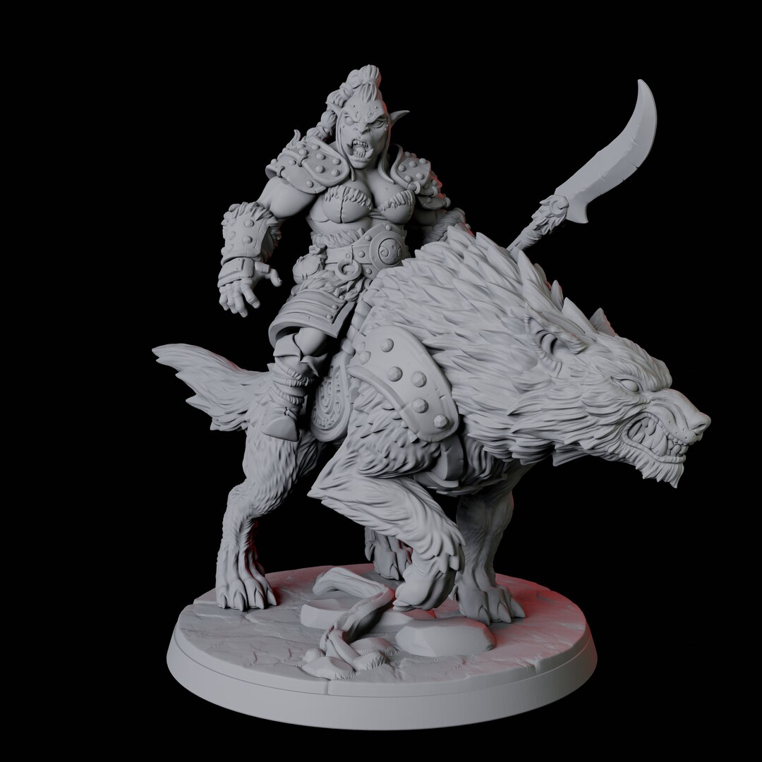 Wolf Mounted Orc Rider Miniature D for D&D, Dungeons and Dragons ...