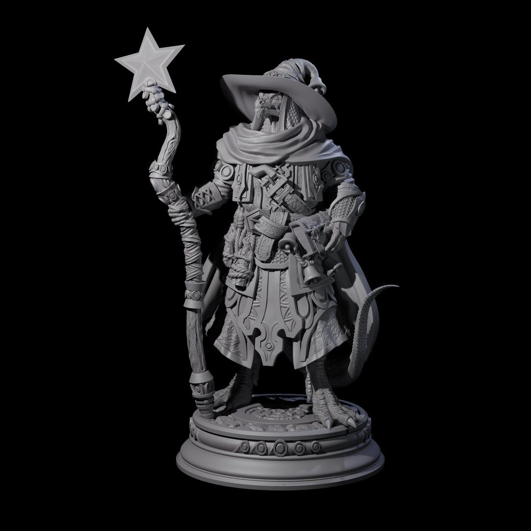 Old Fashioned Dragonborn Wizard Miniature for D&D, Dungeons and Dragons ...