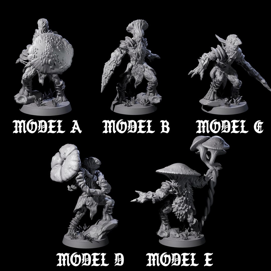 Five Spongy Myconid Warriors Miniature for D&D, Dungeons and Dragons ...