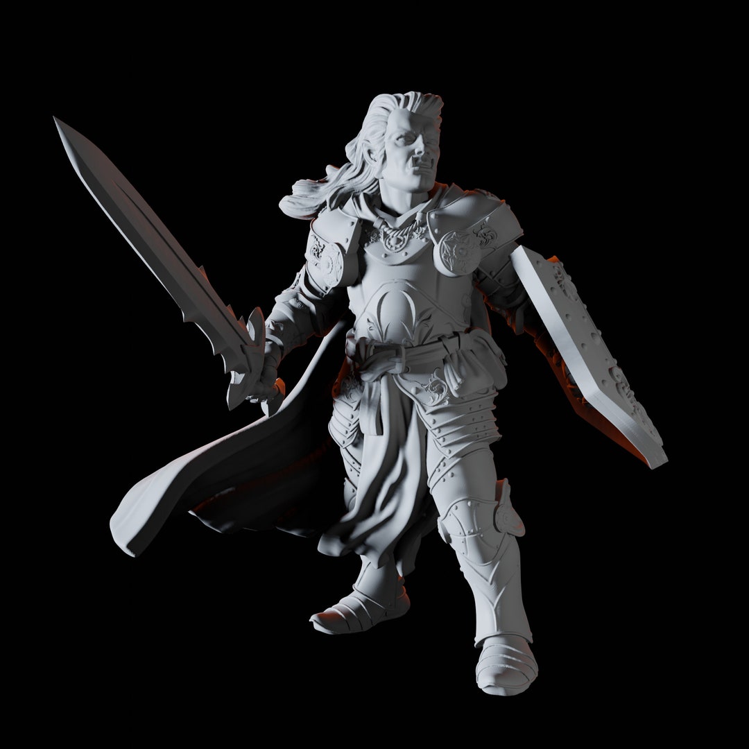 Half Orc Paladin Miniature for D&D, Dungeons and Dragons, Pathfinder ...