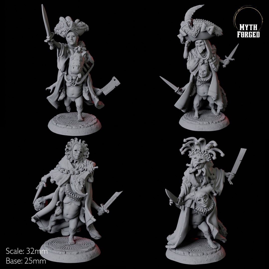 Four Jester Halfling Pair Miniatures for D&D, Dungeons and Dragons ...