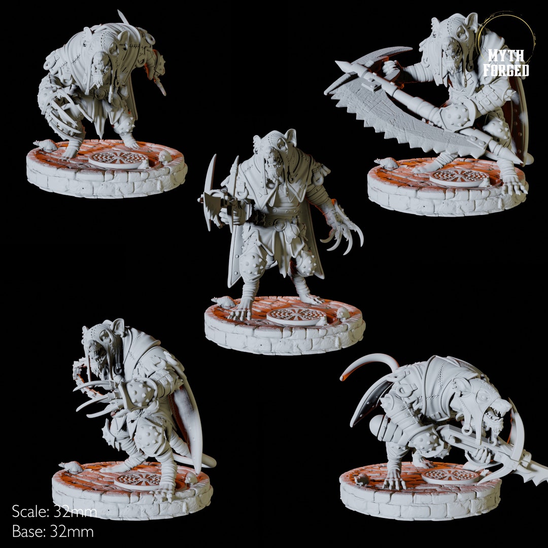Five Ratfolk Assassin or Rogue Miniatures for D&D, Dungeons and Dragons ...