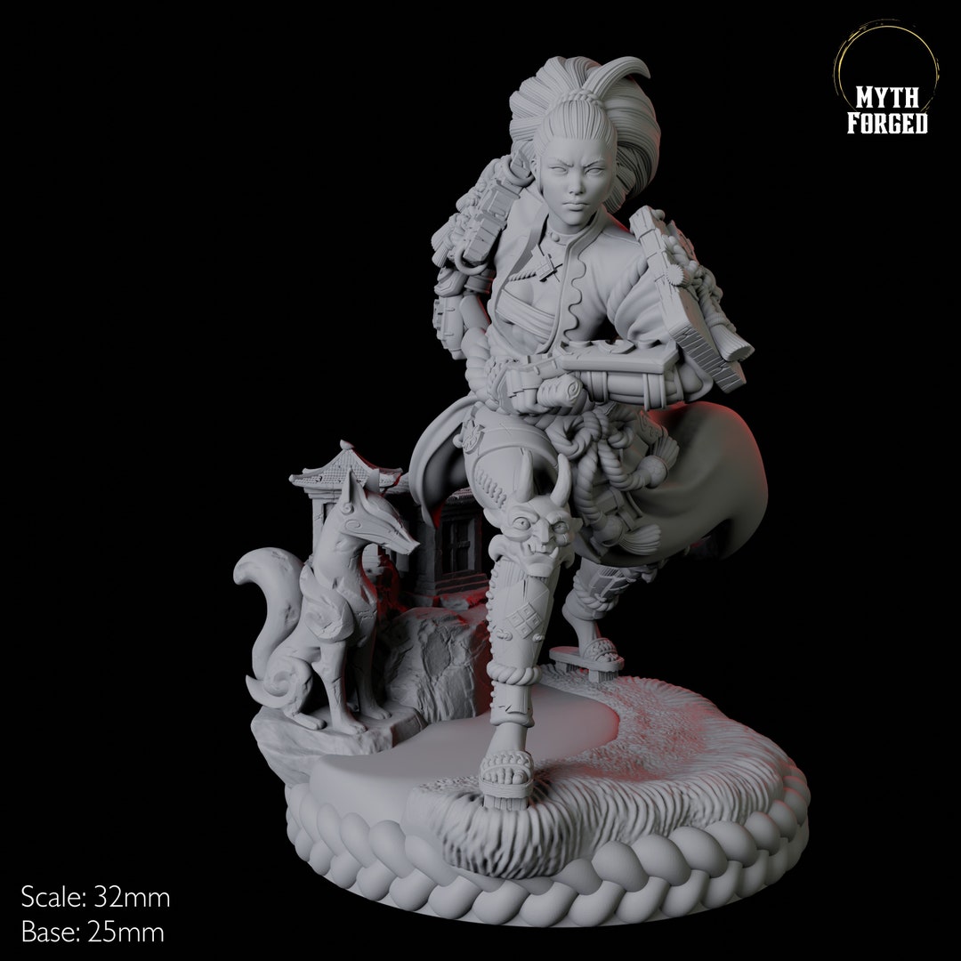 Striking Female Samurai Miniature for D&D, Dungeons and Dragons ...