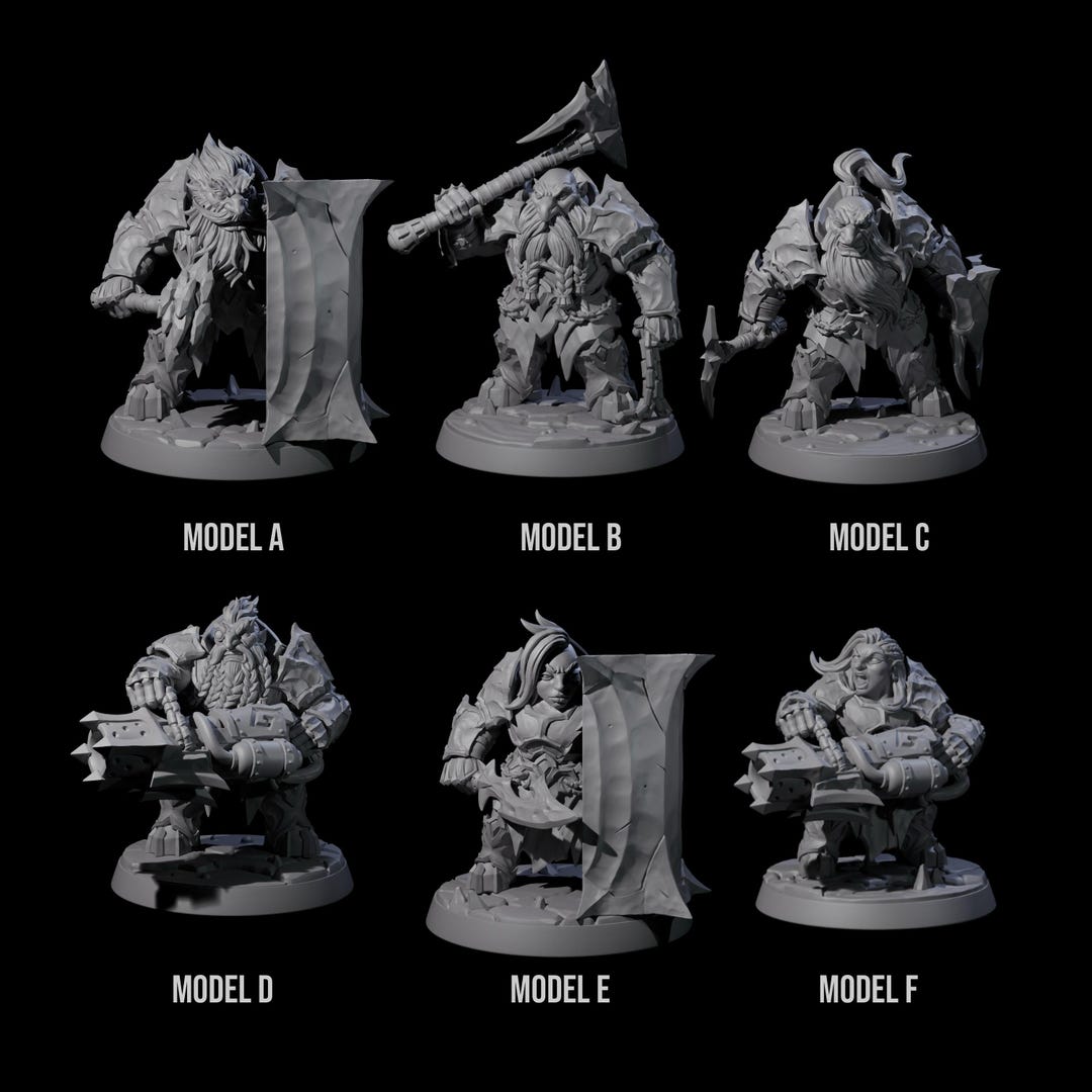Six Deepcrust Dwarves Miniature for D&D, Dungeons and Dragons ...