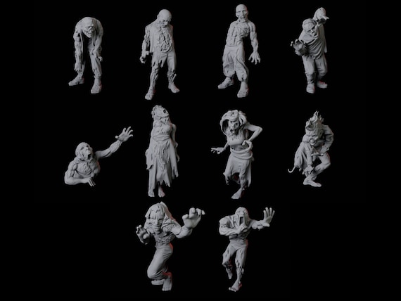 10 Zombie Miniatures for D&D Dungeons and Dragons Pathfinder - Etsy