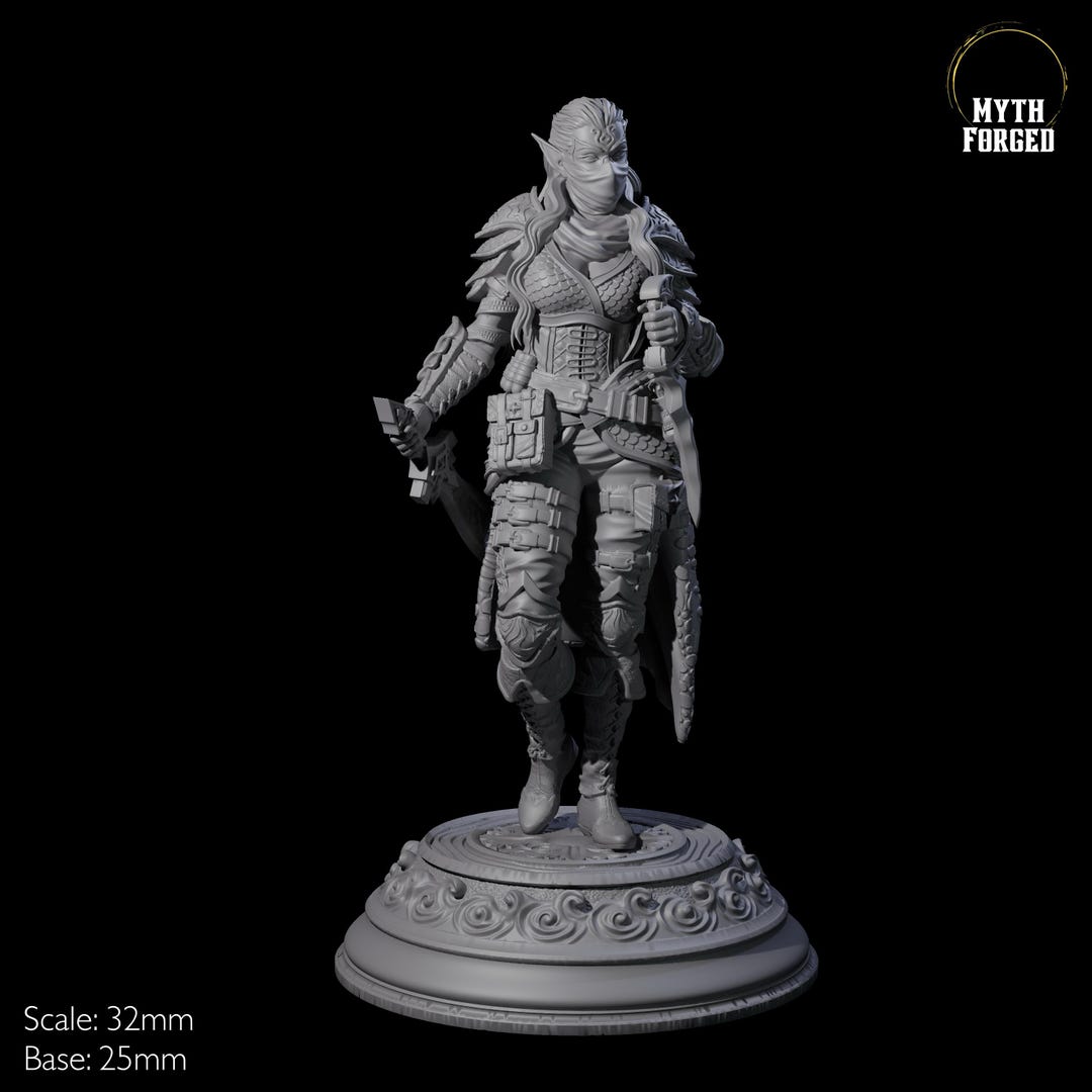 Masked Female Elf Rogue Miniature for D&D, Dungeons and Dragons ...