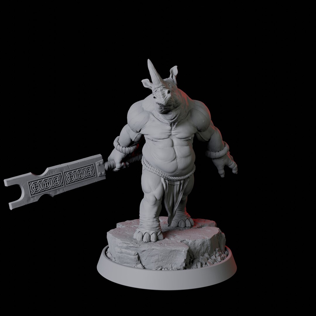 Rhino Folk Swordsman Miniature for D&D, Dungeons and Dragons ...