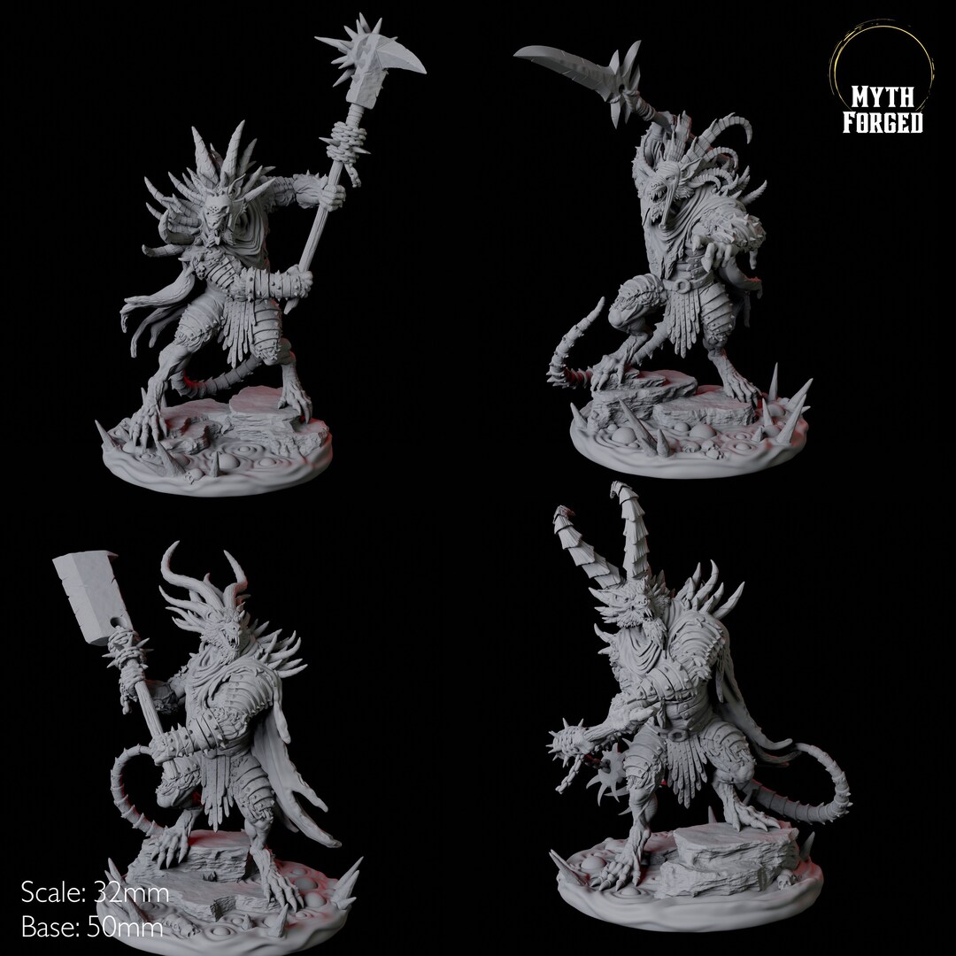 Four Mutant Ratfolk Demon Filth Paladin Anti Paladin Miniatures for D&D ...