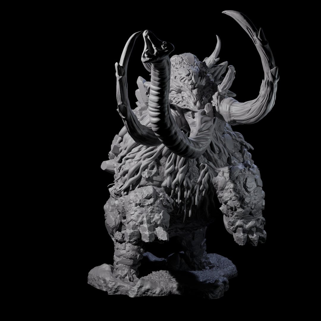 Rearing Stone Wooly Mammoth Miniature for D&D, Dungeons and Dragons ...